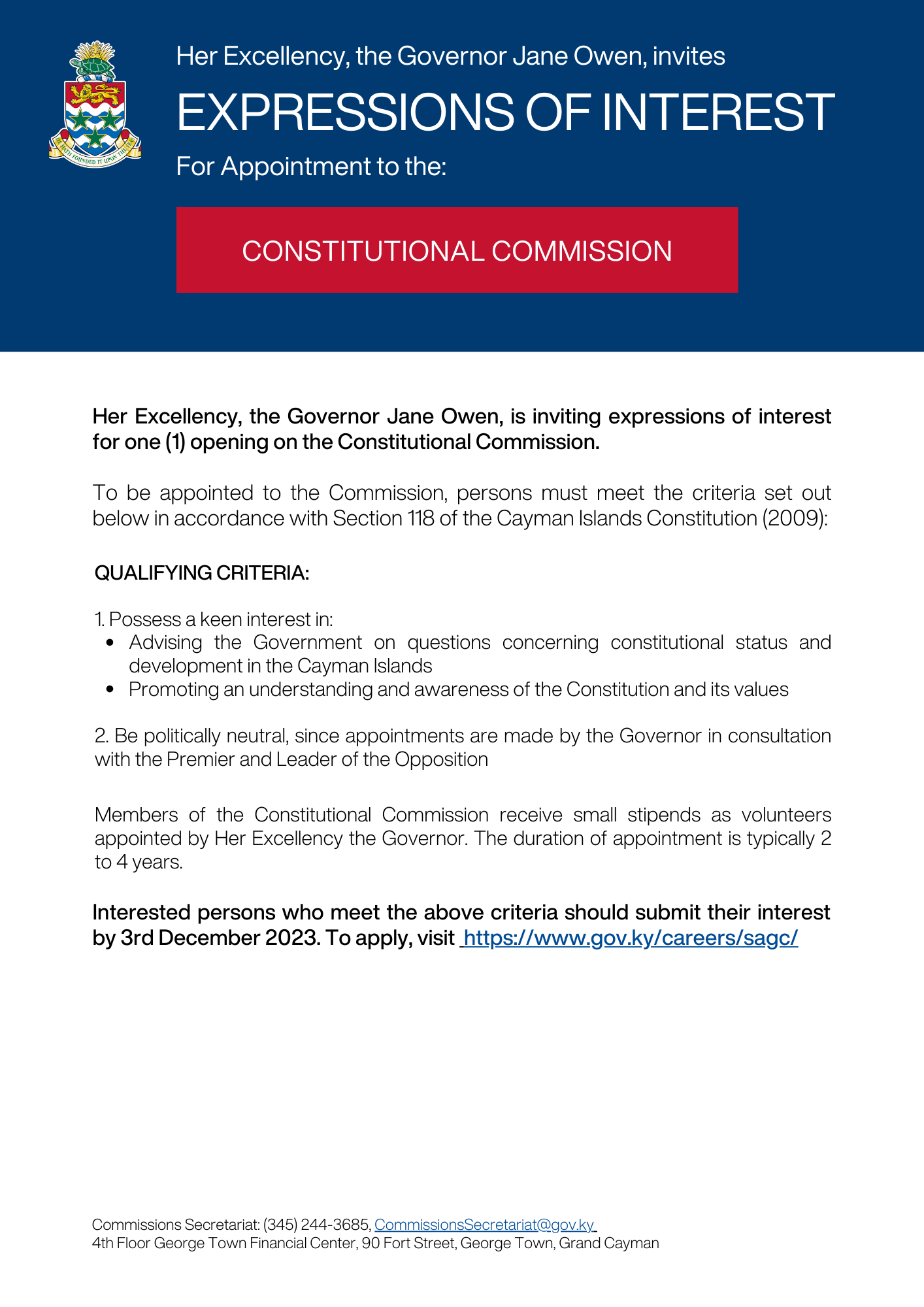 About the Constitution Commission of the Cayman Islands